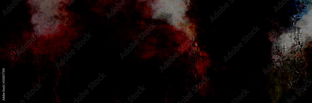 Abstract dark red grey mist apocalyptic scene background, mysterious ...
