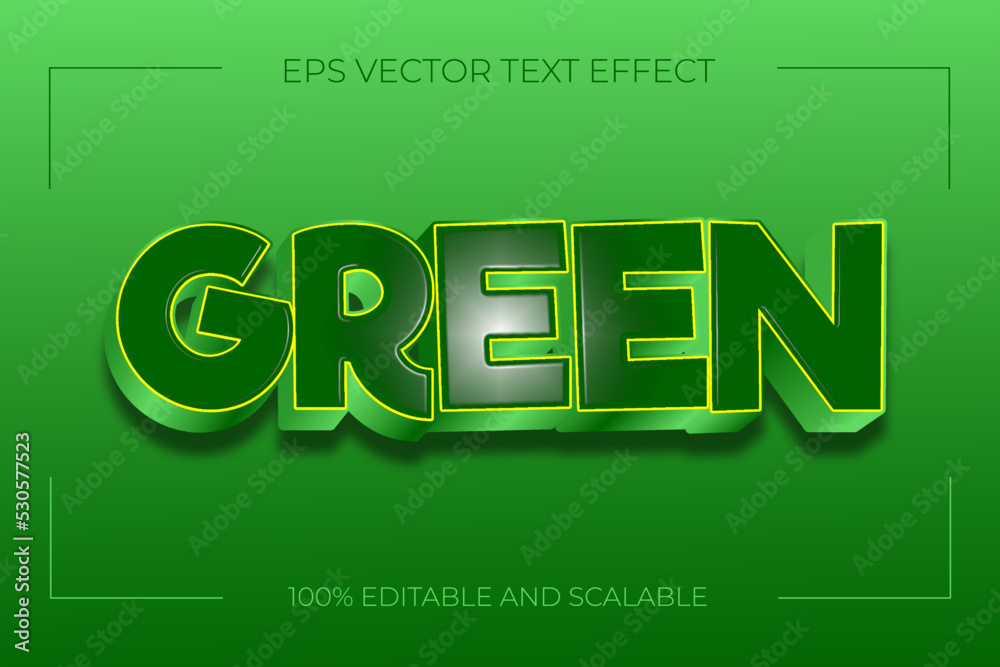 Green 3D Text Effect With green background Stock Vector | Adobe Stock