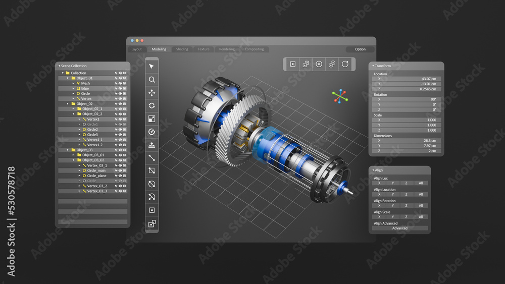 Engineering designer design 3D CAD software program Industrial engine ...