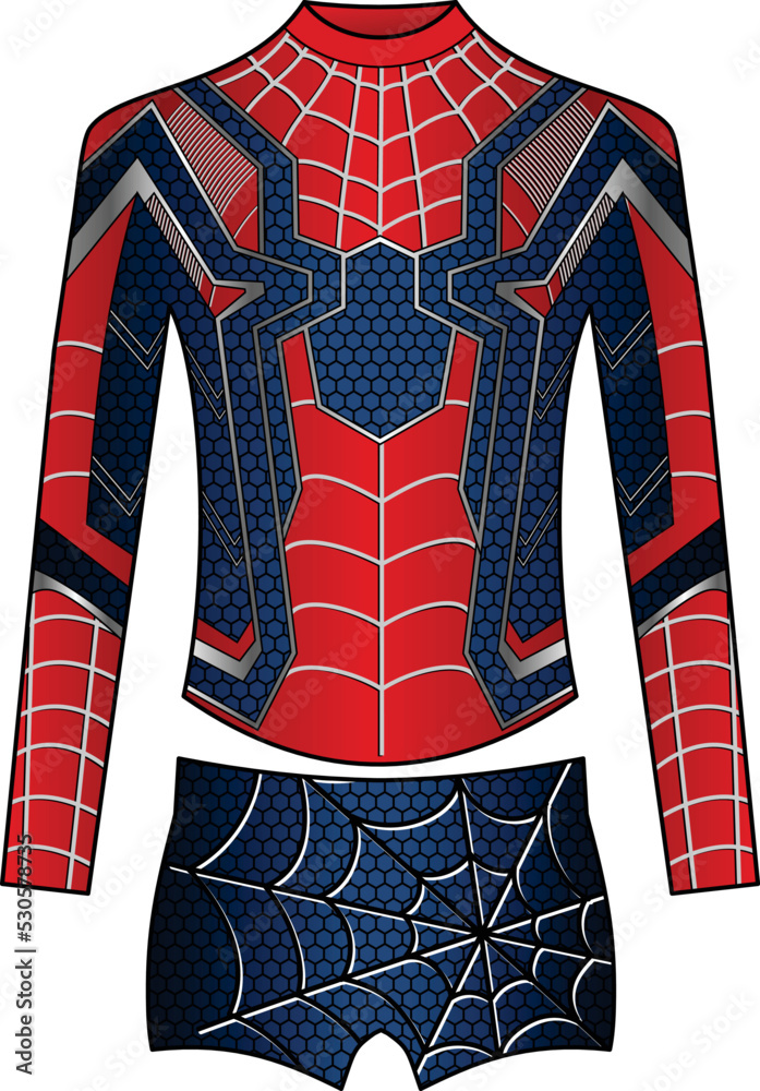 Spider swimwear beachwear template. Technical drawing, editable sketch ...