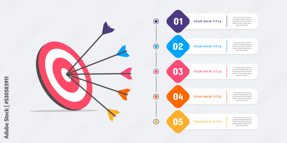 Goals infographic template. Business concept with 5 steps. Stock Vector ...