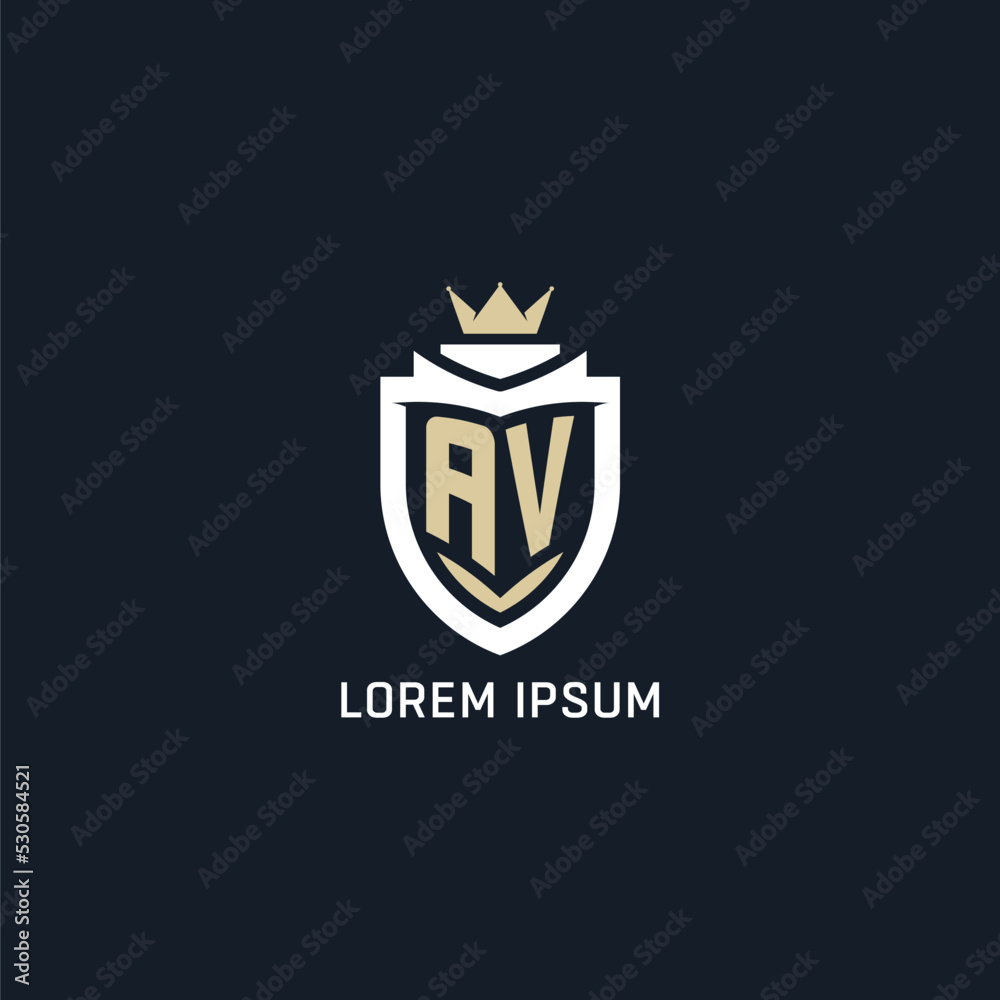 Initial letter AV shield and crown logo style, esport team logo design inspiration Stock Vector ...