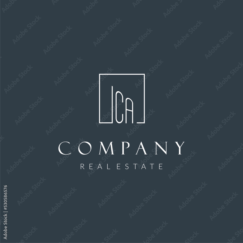Initial letter CA logo for real estate company with square line style ...