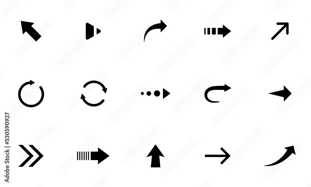 Conjunto de iconos de flechas negras. Gráficos de flechas complejas ...