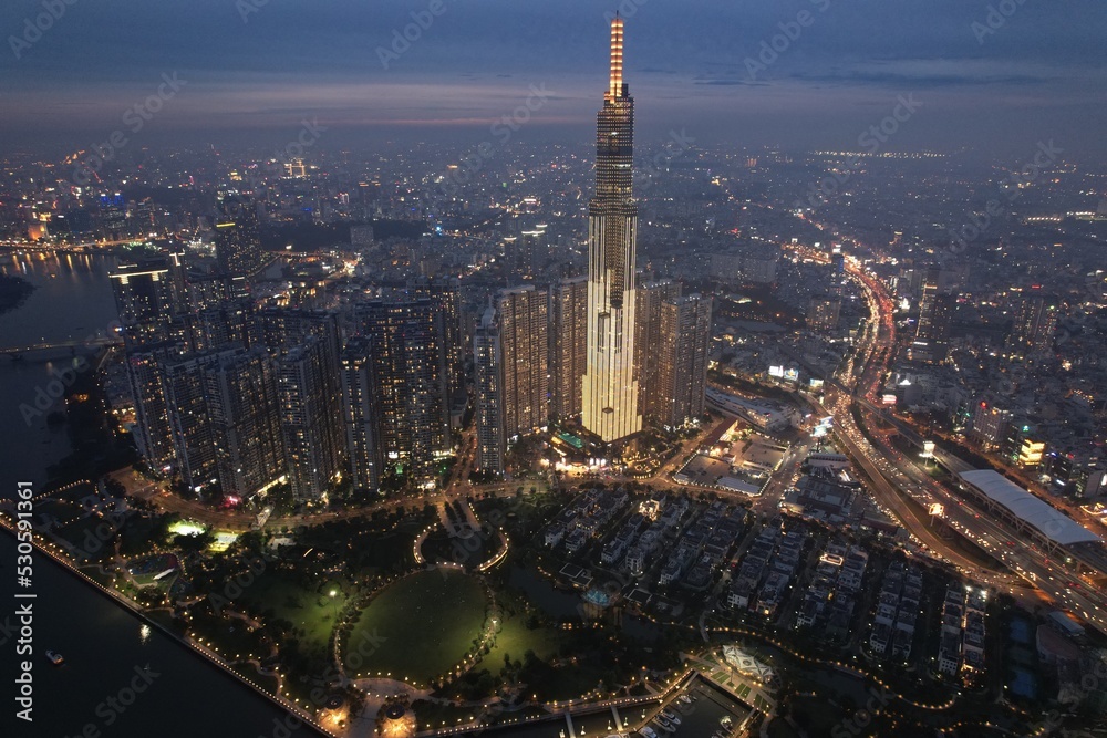 Aerial Drone picture of famous skyscrapper landmark 81 in ho chi minh ...
