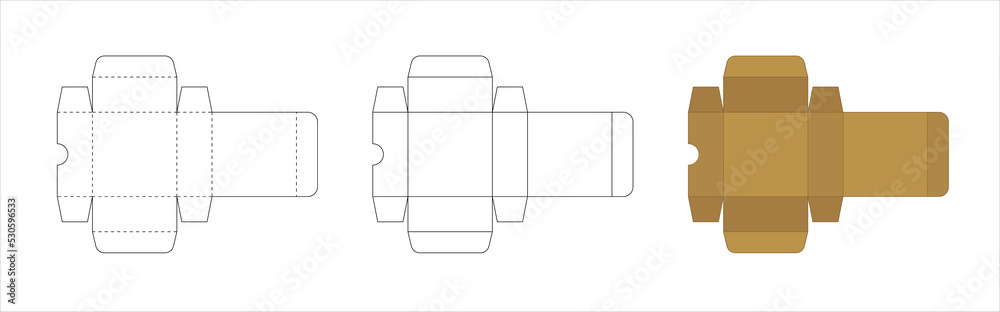 Paper box template, trim scheme to make package, open geometric model ...