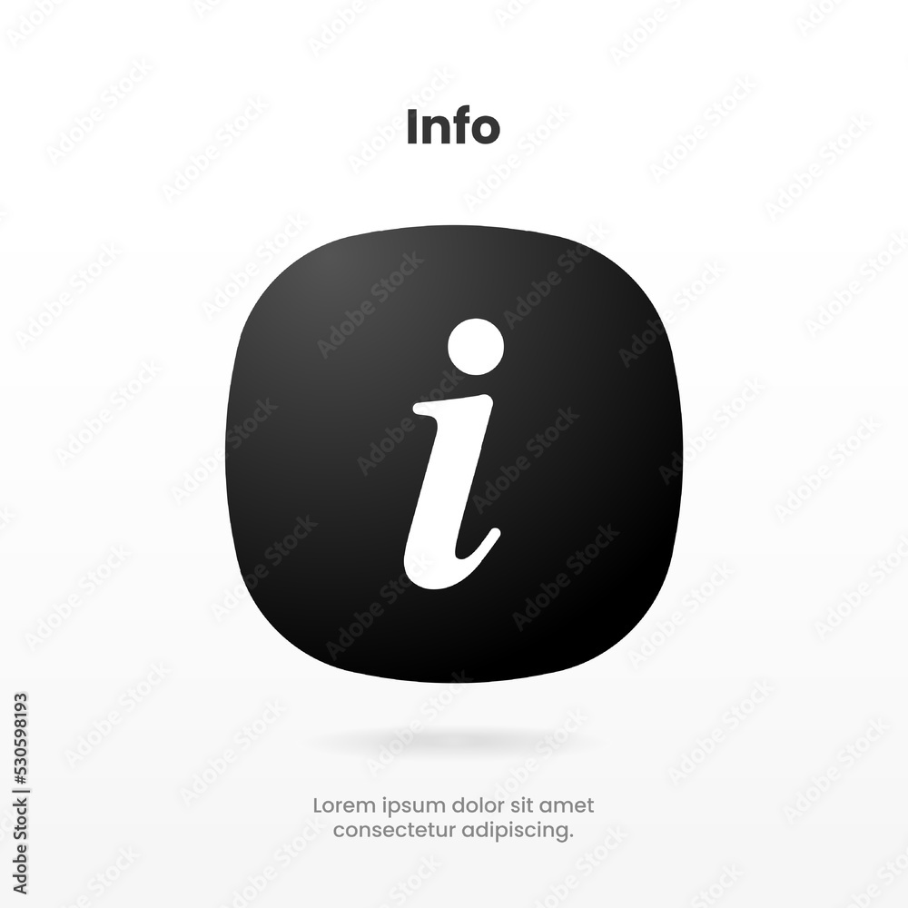 3d Black info point icon. i icon symbol. Help and hint symbol. FAQ and ...