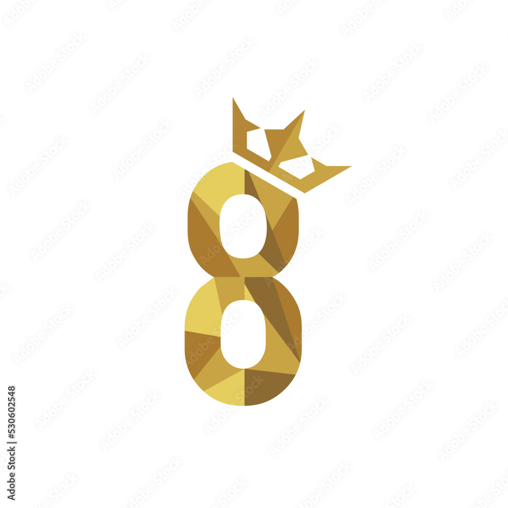 Number 8 Throne with Gold Crown Classic Premium Label Logo Design ...