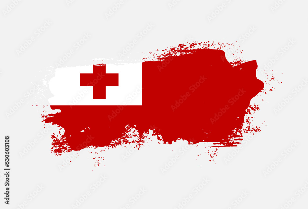 Flag of Tonga country with hand drawn brush stroke vector illustration ...