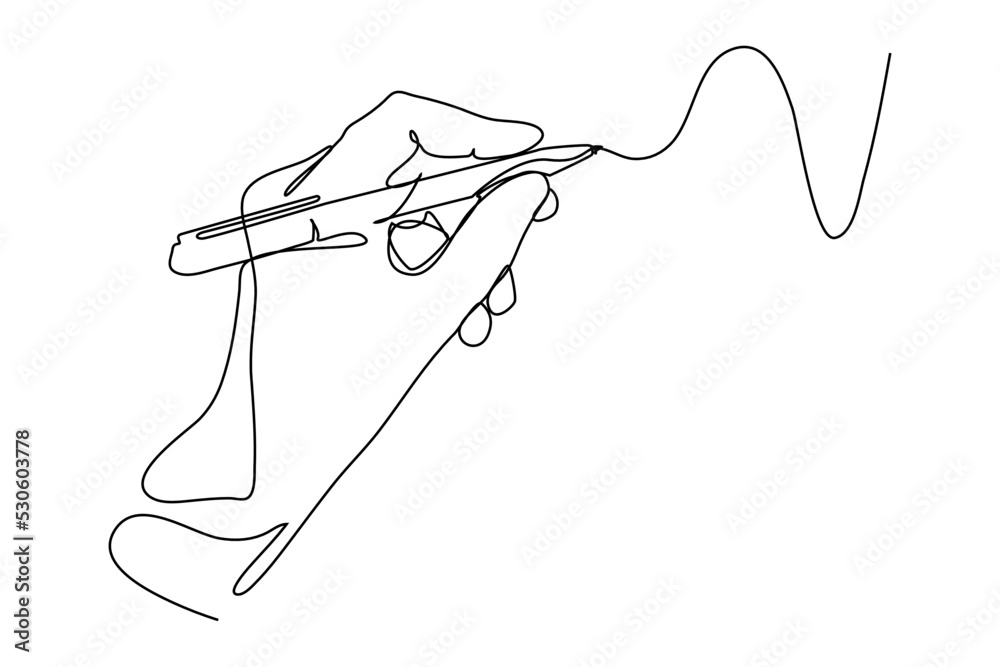 continuous line drawing of hand drawing line with pen Stock Vector ...