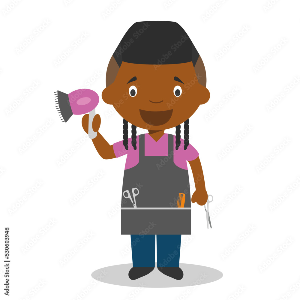 Cute cartoon vector illustration of a black or african american ...