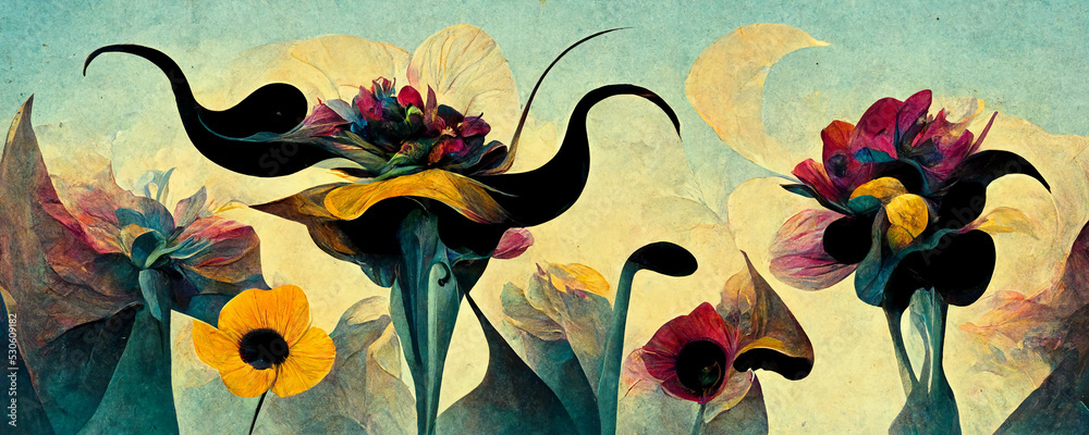 Abstract, dreamlike flowers inspired by Salvador Dali's art ...