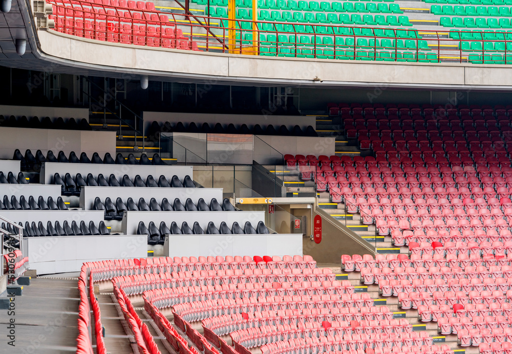 At the tribunes of San Siro arena - the official playground of FC Milan ...