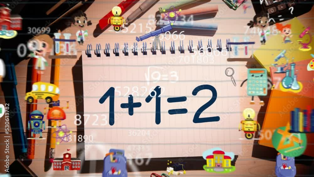 Animation of school icons over mathemtical equations Stock Video ...