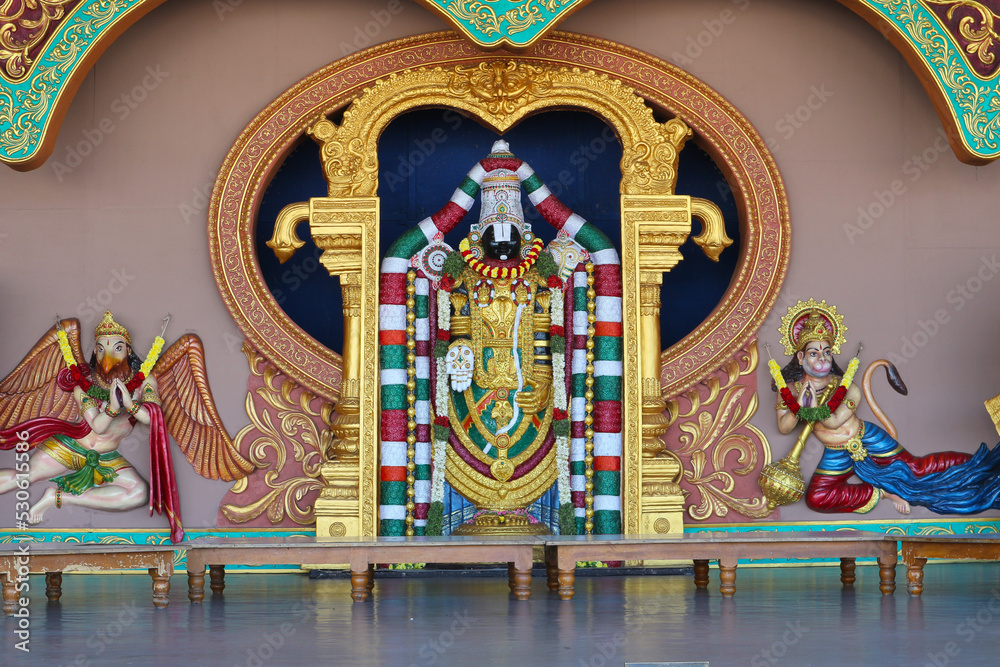 Image of God Balaji in the temple complex of Tirumala, Tirupati, India ...