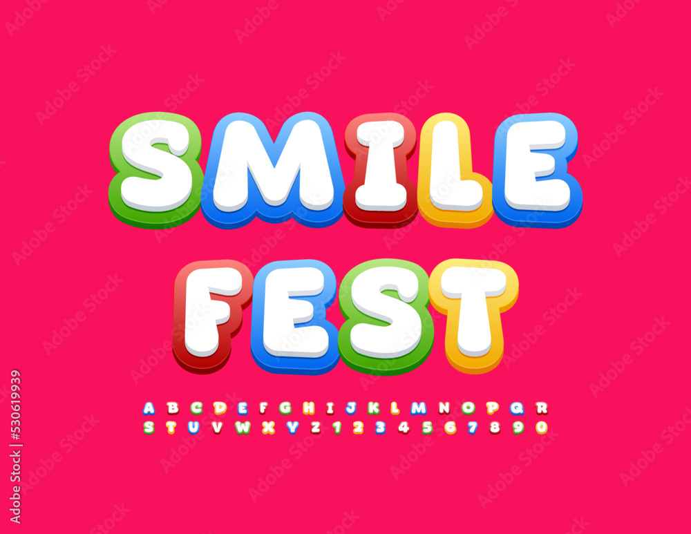 Vector happy Banner Smile Fest. Kids Colorful Font. Bright Modern ...
