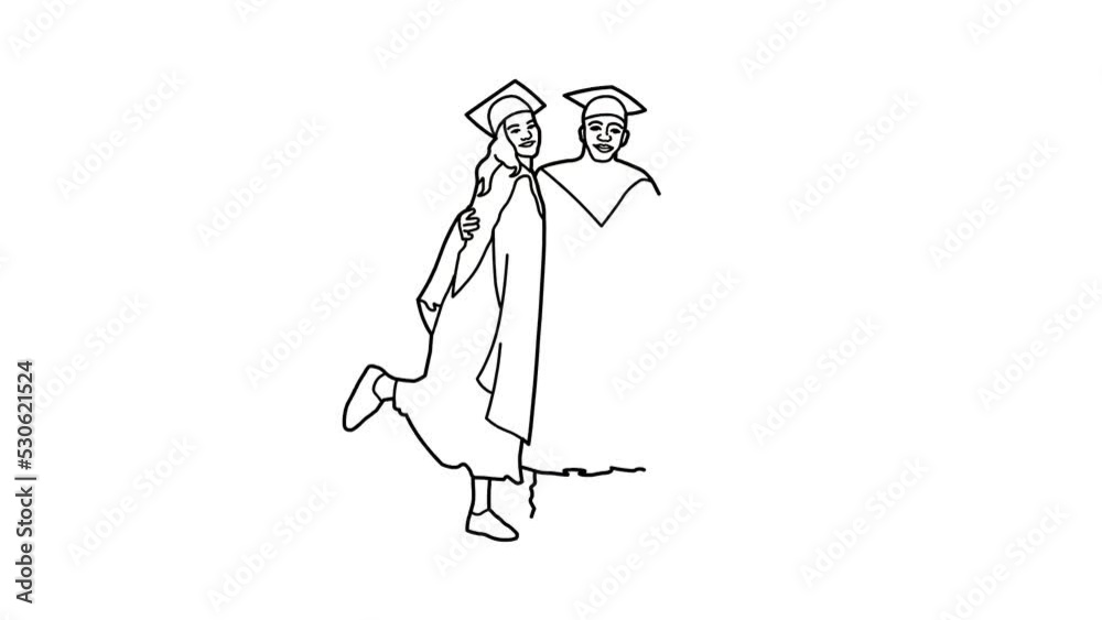 graduated people, fresh graduates from university sketch and 2d ...