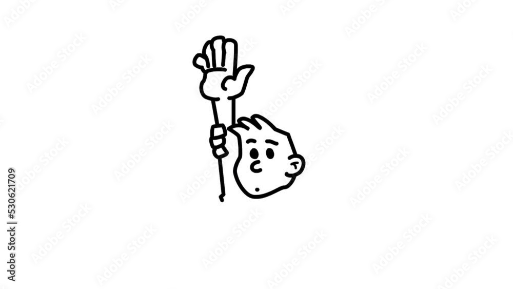 cartoon boy raising hand sketch and 2d animation Stock Video | Adobe Stock