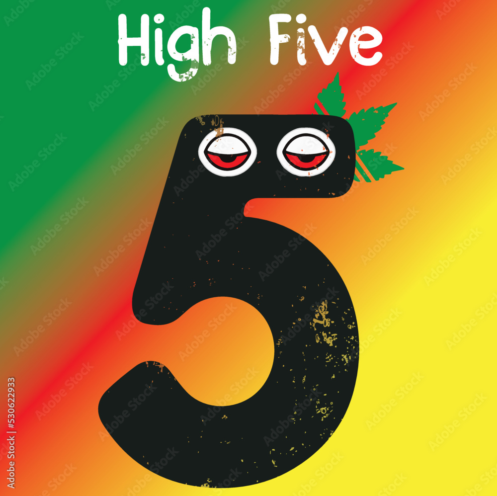 High five cannabis design high on weed vector stoned weed joint 420 ...
