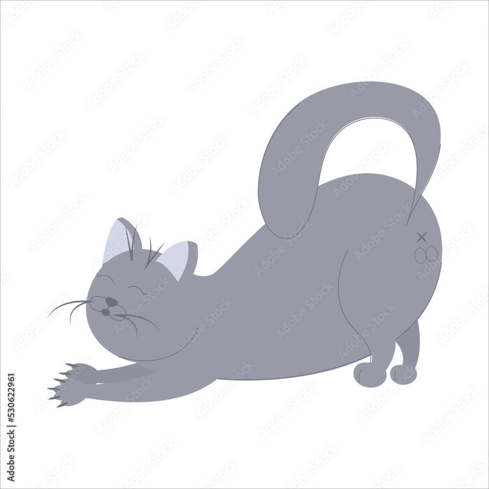 Cartoon cat. cat stretching. vector illustration Stock Vector | Adobe Stock