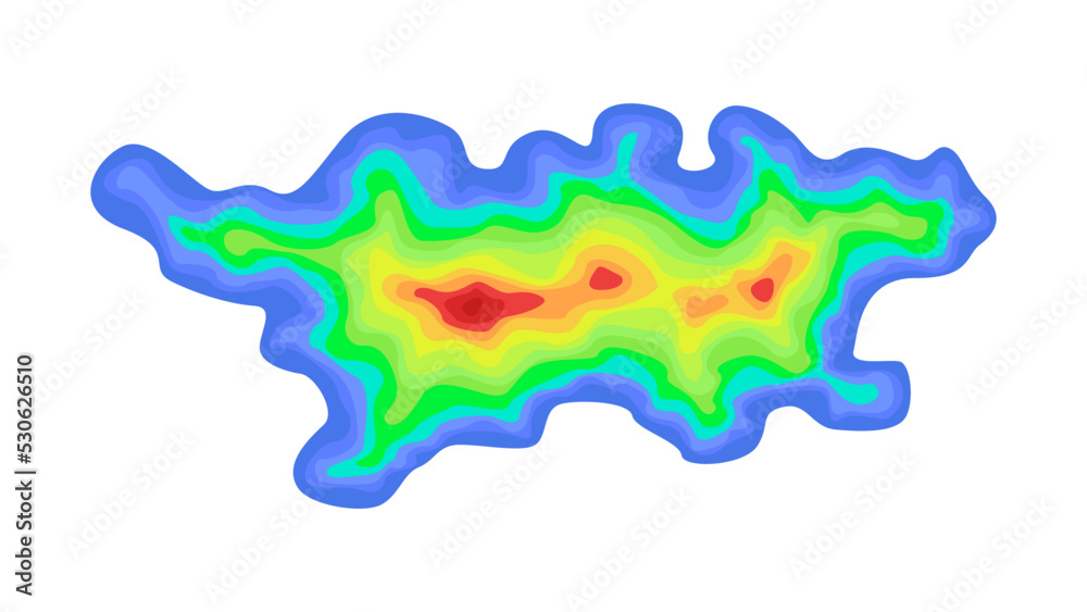 Vector graphic of Color topographic contour map with combination ...