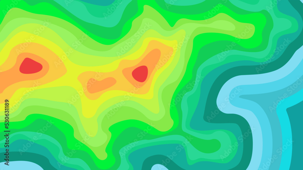 Vector graphic of Color topographic contour map with combination ...