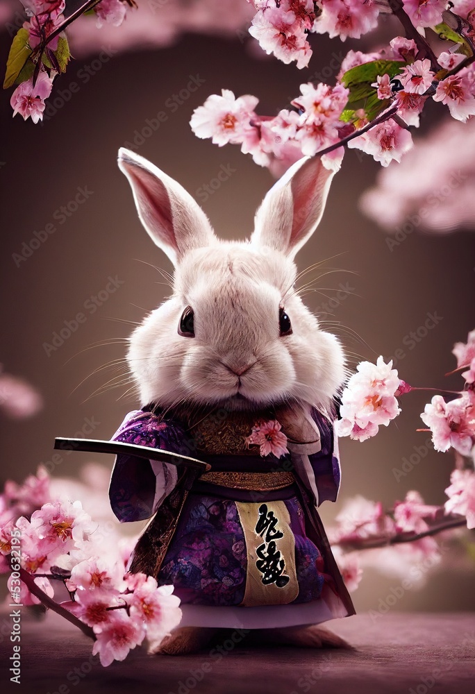 Illustration of cute samurai bunny Stock Photo | Adobe Stock