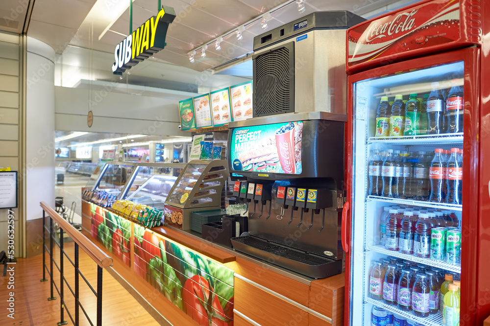 SINGAPORE - CIRCA NOVEMBER, 2015: Subway in Singapore Changi Airport ...