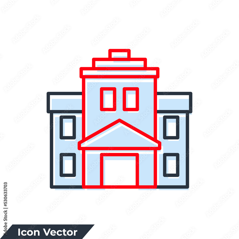 school building icon logo vector illustration. High school symbol ...