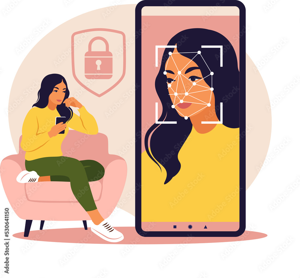 Facial recognition system concept. Face ID, face recognition system ...