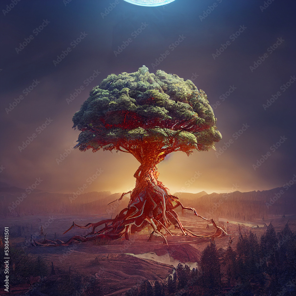 Yggdrasil the World Tree, Mythology, Root of Creation Stock ...
