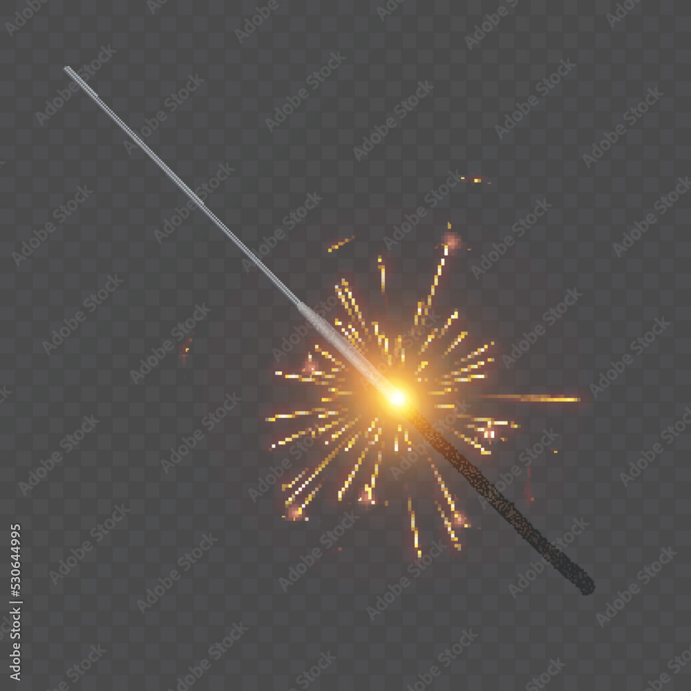 Bengal fire sparkle vector set. New year sparkler candle isolated on ...