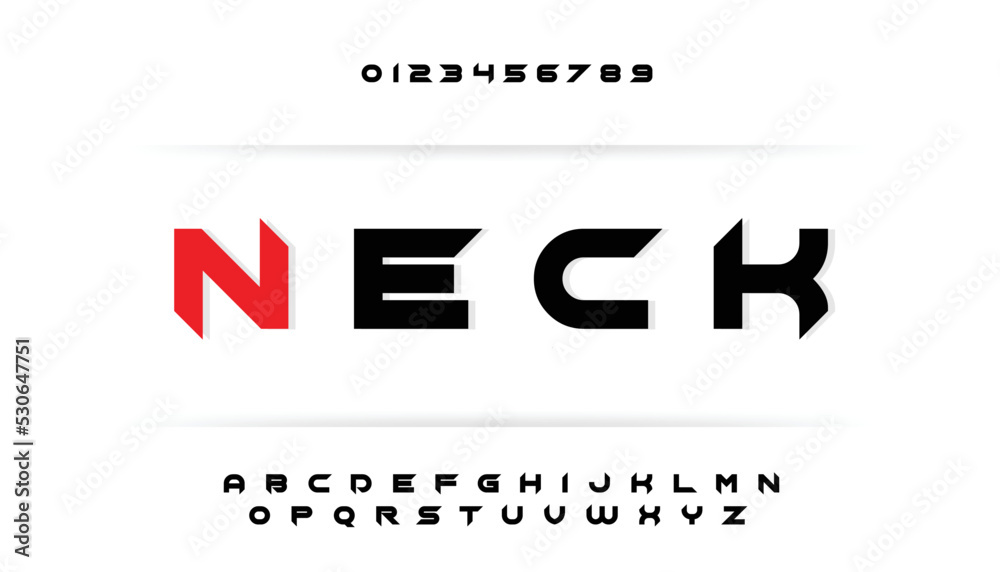 NECK Sports minimal tech font letter set. Luxury vector typeface for ...
