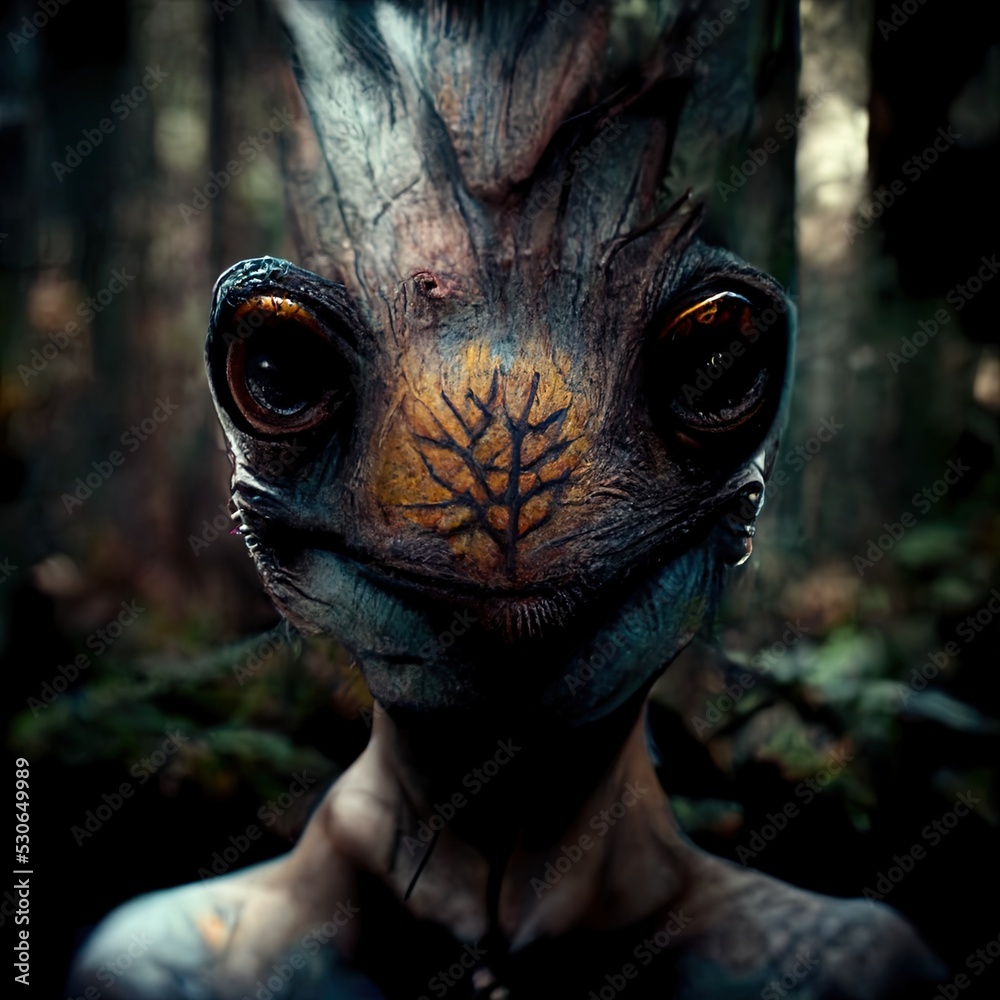 A creature of the woods Portrait 3D illustration with dramatic lighting ...