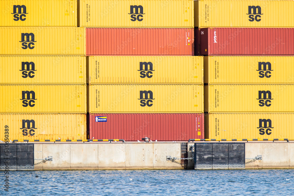 Klaipeda Lithuania 2022-07-24 Logo of MSC shipping container ...