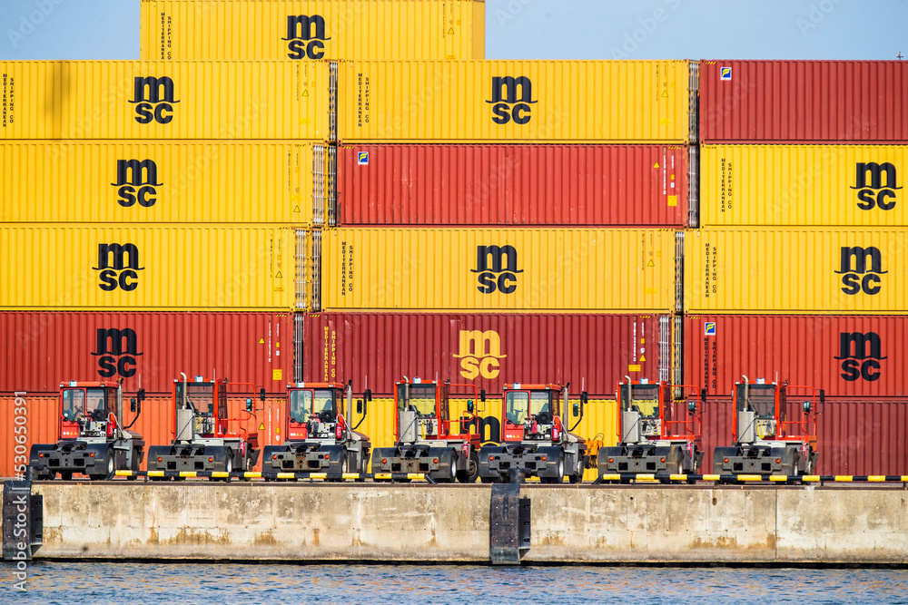 Klaipeda Lithuania 2022-07-24 Logo of MSC shipping container ...