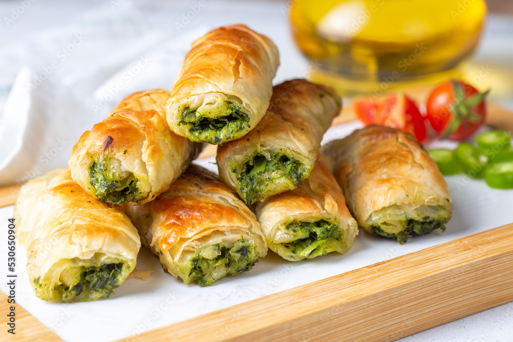 Turkish Tepsi Boregi, Round Borek, Tray pastry (Turkish name; rulo ...