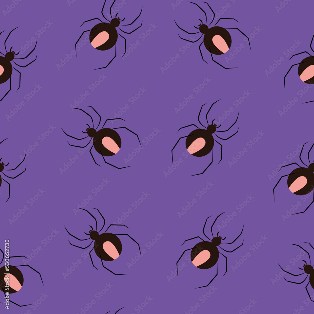 Seamless spiders background on purple background. Dangerous spiders ...