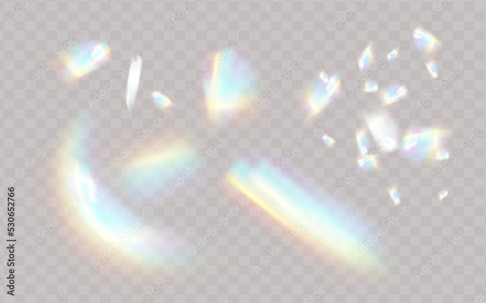 Rainbow highlights on a black background.Glare or reflection from water ...