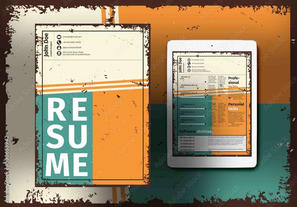 Resume Layouts with Vintage Backgrounds Stock Template | Adobe Stock