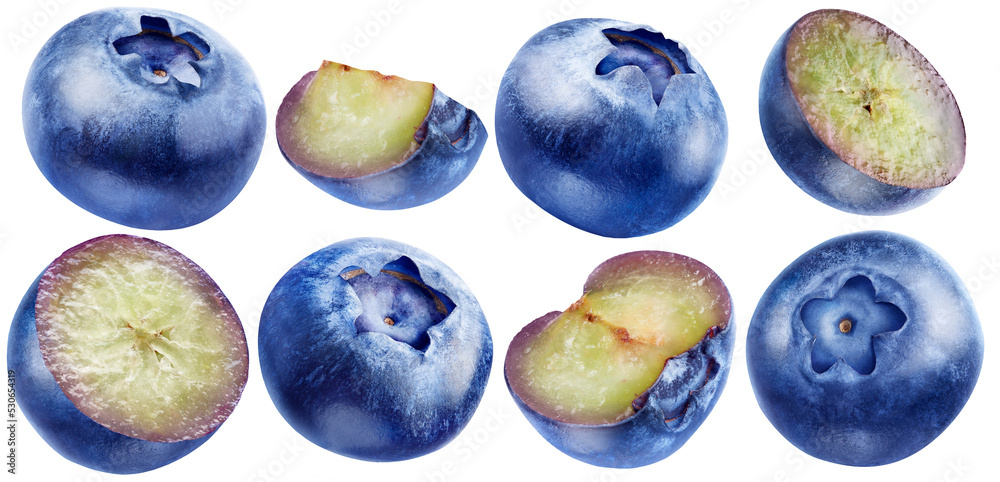 Ripe blueberry set. Cut and uncut. PNG with transparent background ...