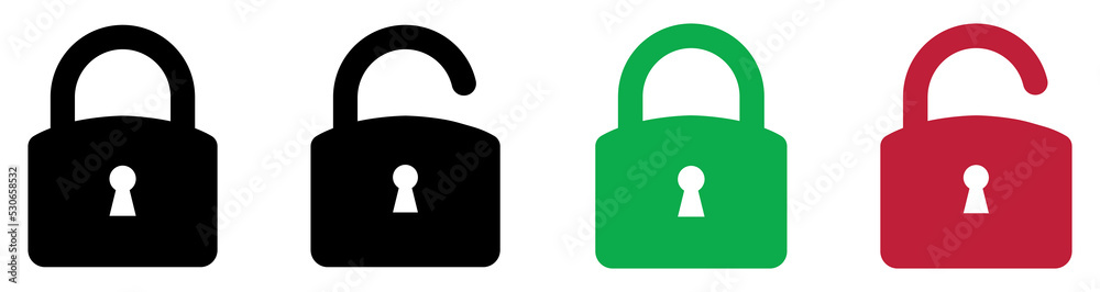 Set of lock open and lock closed icons. Security symbol, padlock icons ...