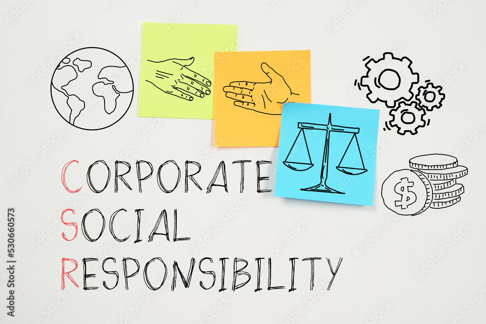 Corporate Social Responsibility CSR is shown using the text Stock Photo ...