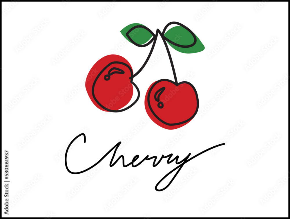 cherry lettering, red cherry vector graphic illustration Stock Vector ...