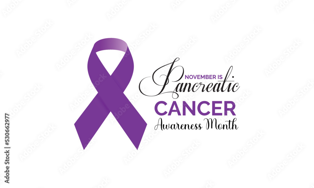 Pancreatic Cancer Awareness Month . Purple color ribbon on solid white ...