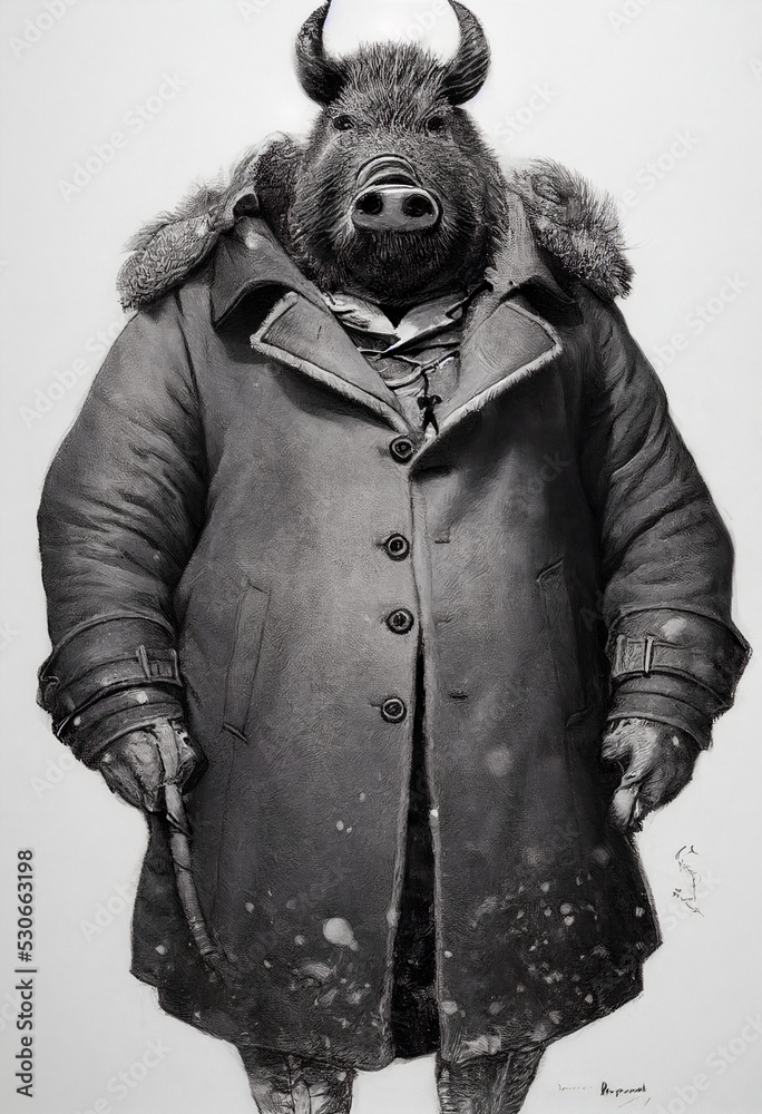 Pig wearing a suit. Stock Illustration | Adobe Stock