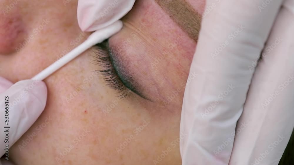 eye with make-up close-up made an arrow by shading permanent tattoo ...