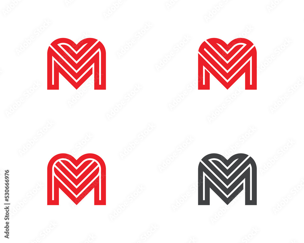 Initial Letter M Heart Logo Concept icon symbol sign Design Element ...