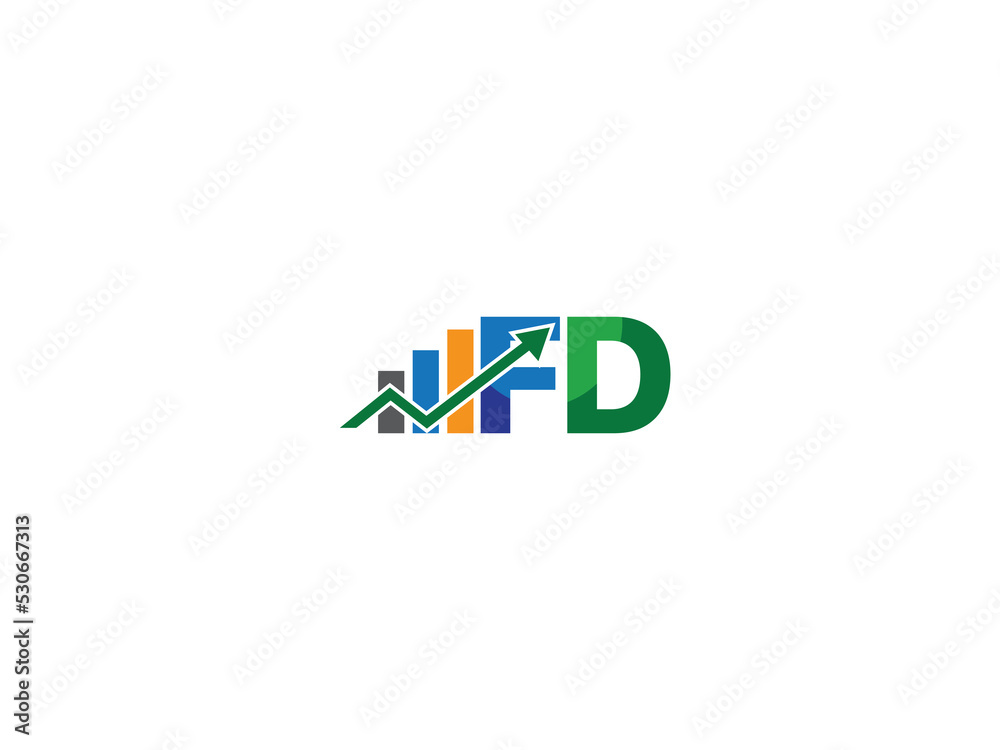 Colorful FD Logo Icon, Creative Fd Financial Logo Letter Vector Image ...