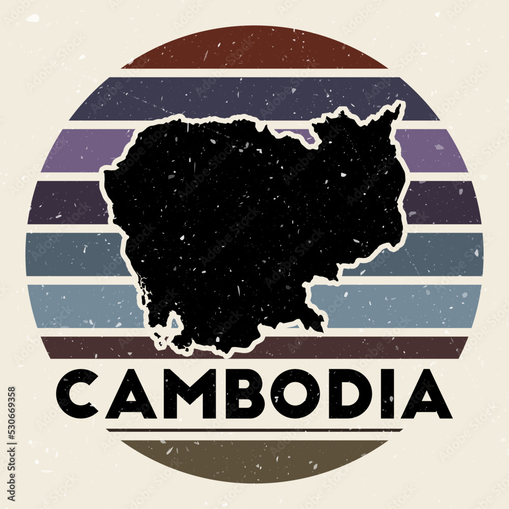 Cambodia logo. Sign with the map of country and colored stripes, vector ...